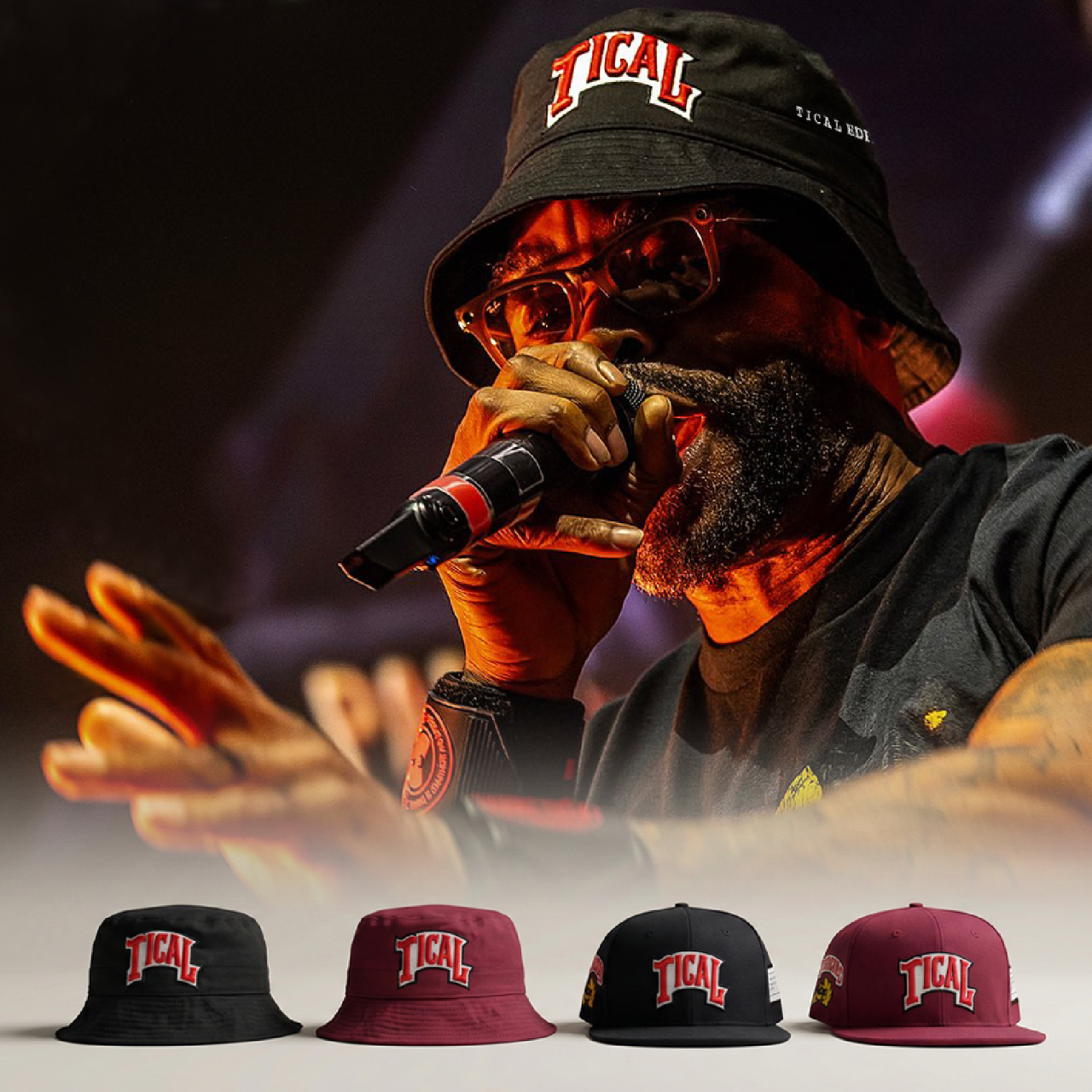TICAL x BW Bucket + Snapback Hat Drop — Black & Maroon